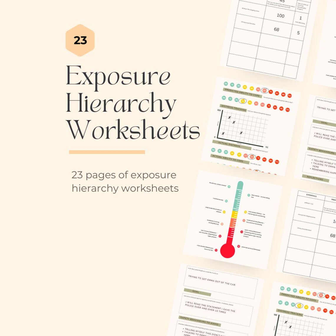 Exposure Hierarchy Worksheets: Anxiety, Trauma, PTSD & OCD Therapy ...