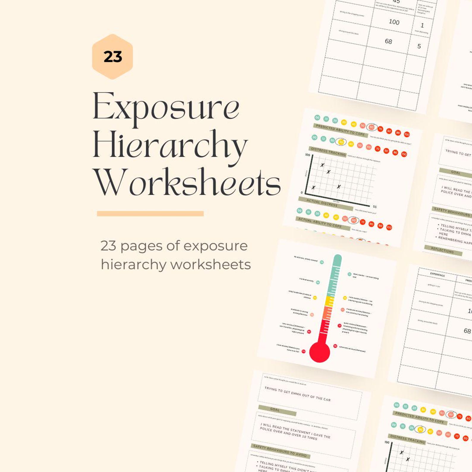 Exposure Hierarchy Worksheets: Anxiety, Trauma, PTSD & OCD Therapy ...