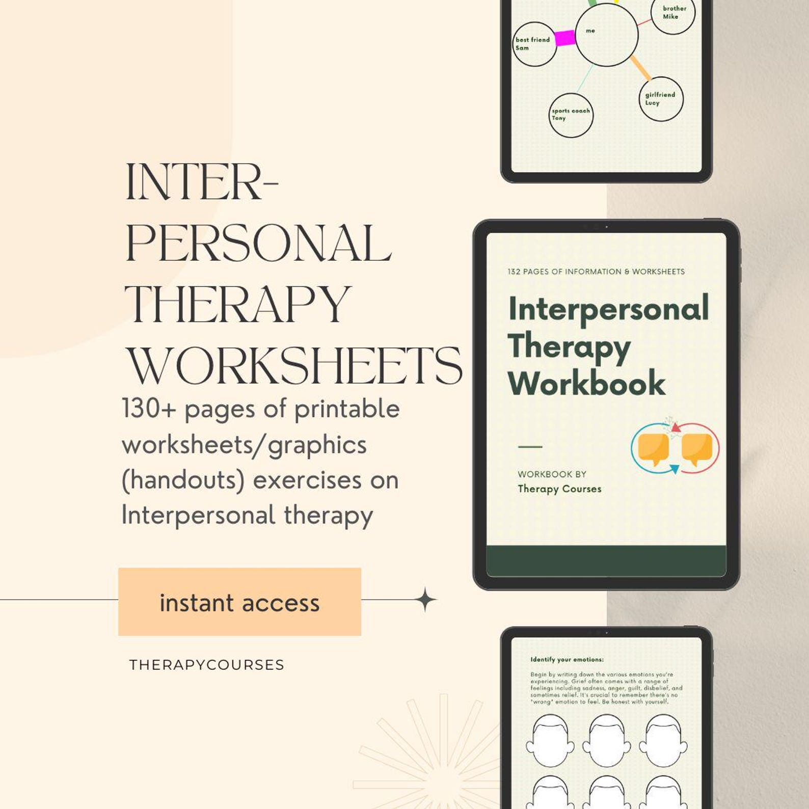 Interpersonal Therapy Worksheets Techniques - IPT Worksheets, Greif ...