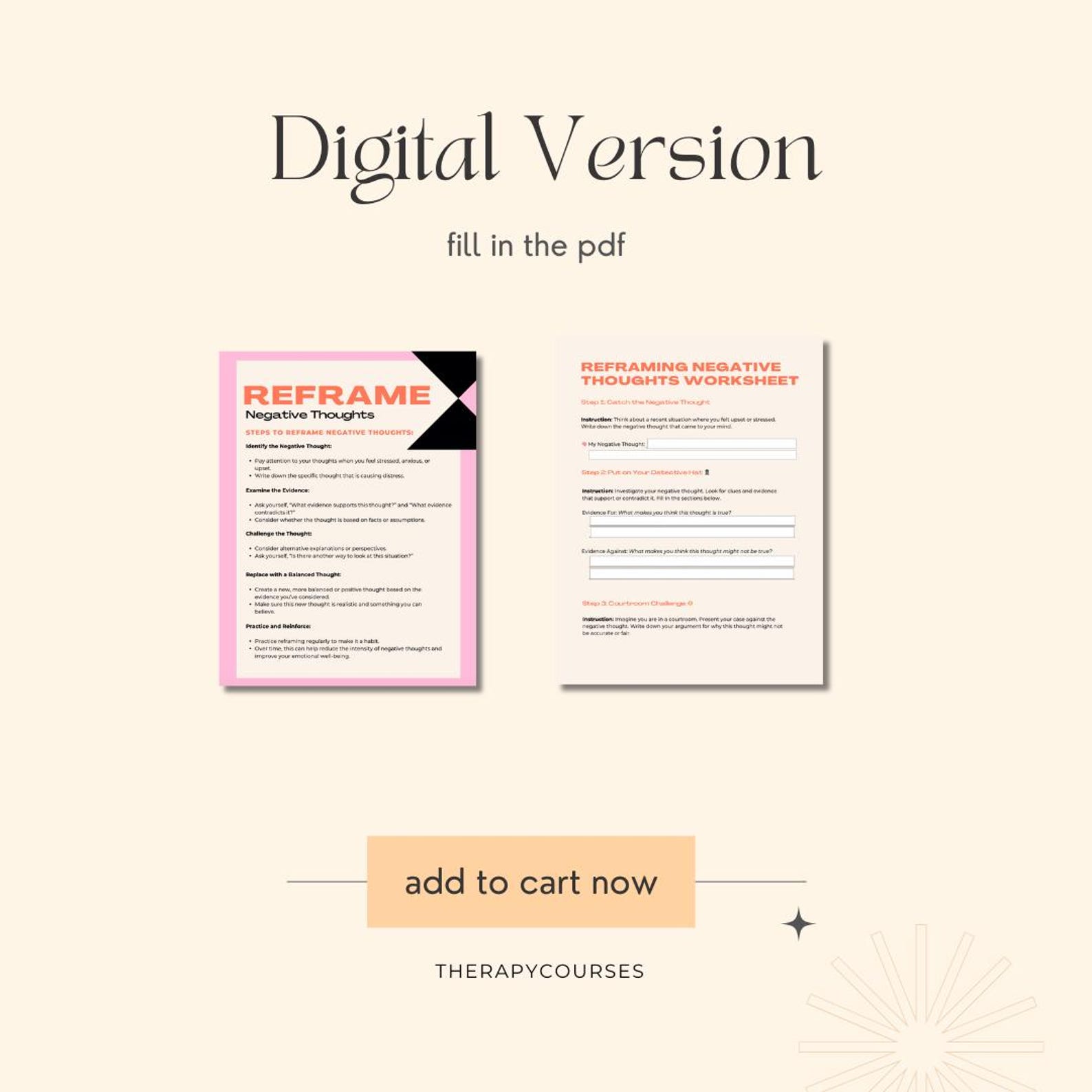 Reframing Negative Thoughts Worksheet: Positive Self-talk Activity (PDF ...