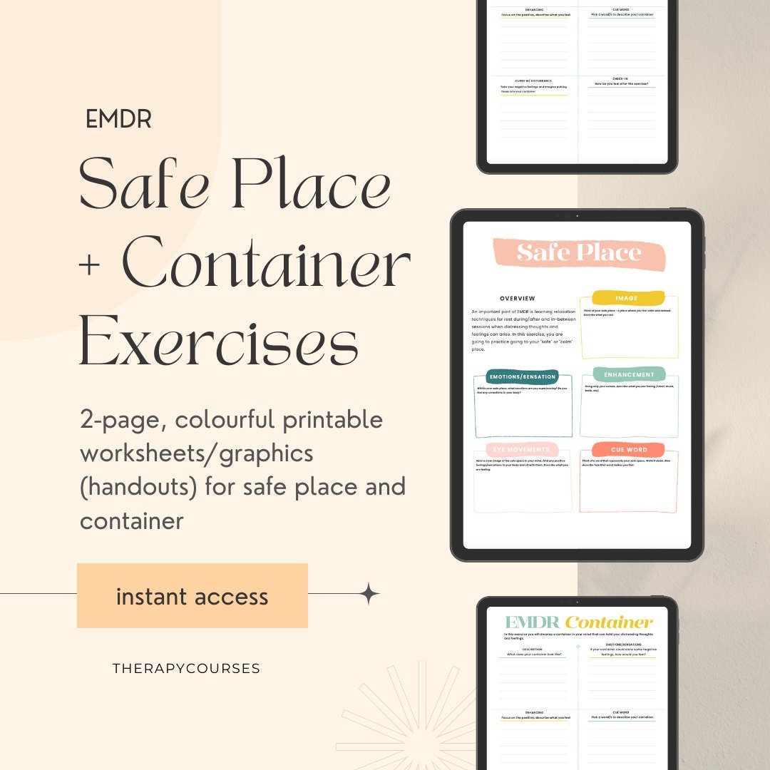 EMDR Safe Place & Container Exercise Worksheets (PDF Download) - Etsy