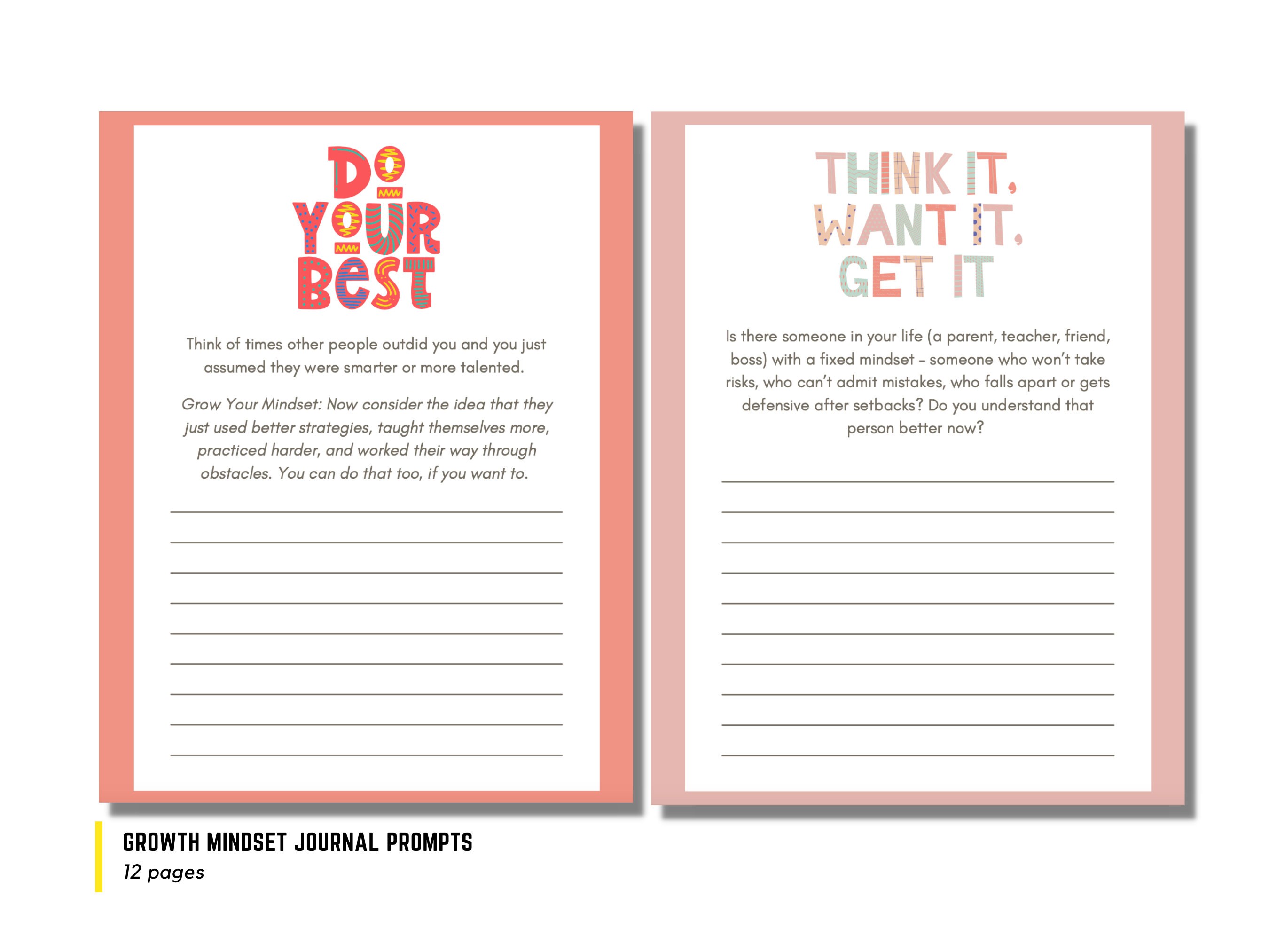 Growth Mindset Worksheets Bundle Adults + Teens - Posters, Workbook ...