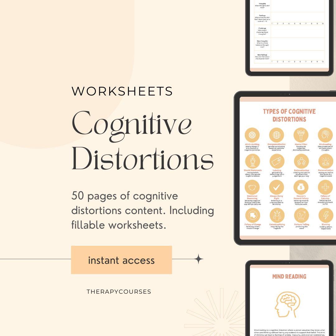 Cognitive Distortions Worksheets: CBT Tools, Handouts, Posters ...