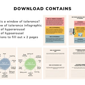 Window of Tolerance Worksheets: Trauma, PTSD, Hyper/hypoarousal (PDF ...