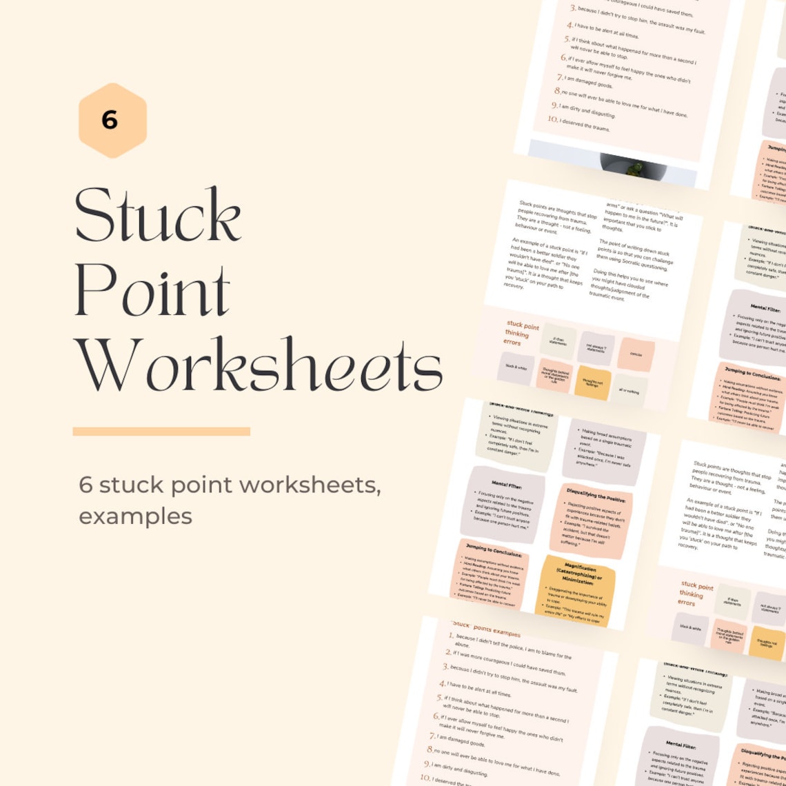 CPT Stuck Point Worksheet: Trauma & PTSD Therapy (PDF) - Etsy