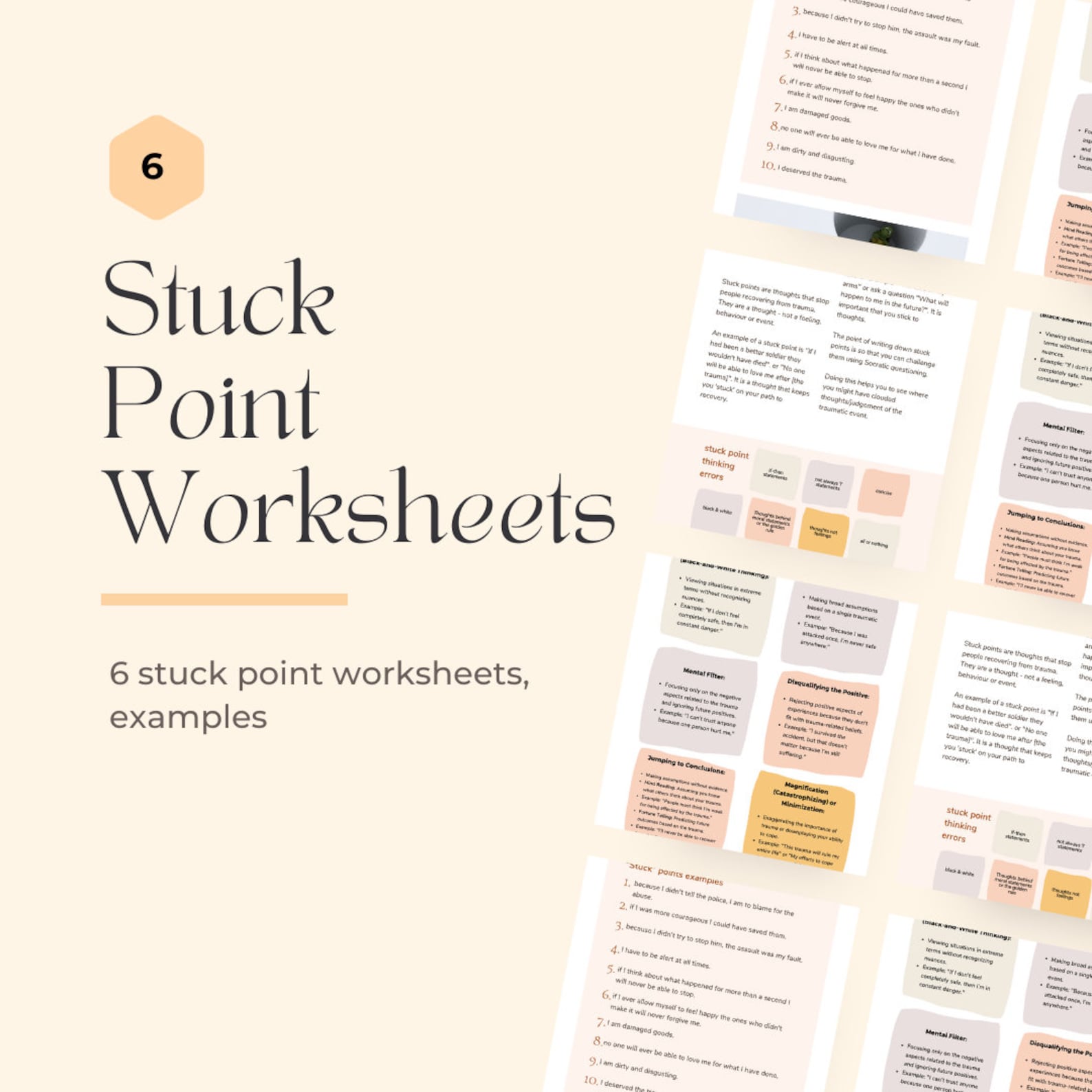 CPT Stuck Point Worksheet: Trauma & PTSD Therapy (PDF) - Etsy