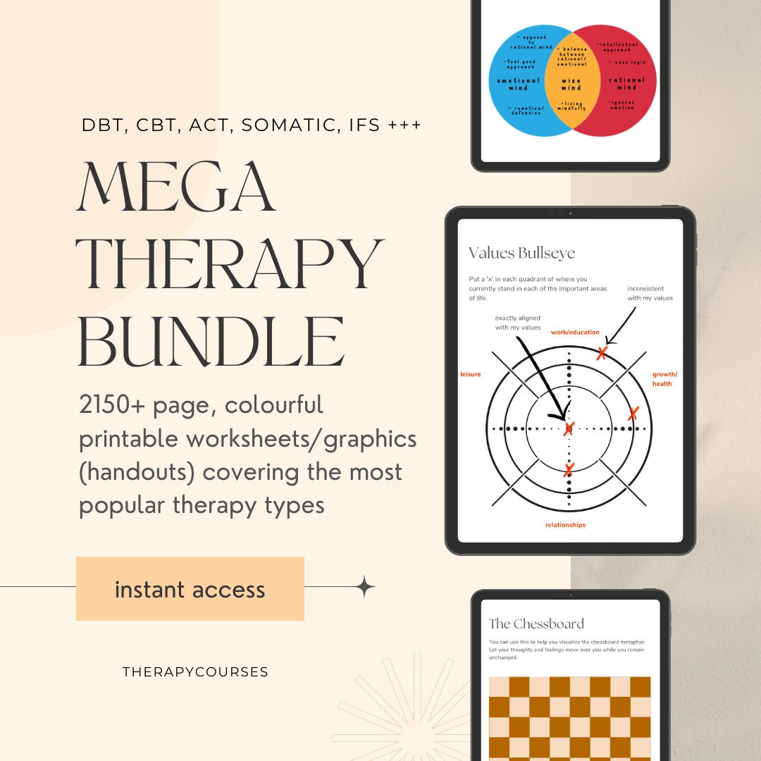 Therapy Worksheets Bundle, Mental Health Resources, Anxiety, Depression ...