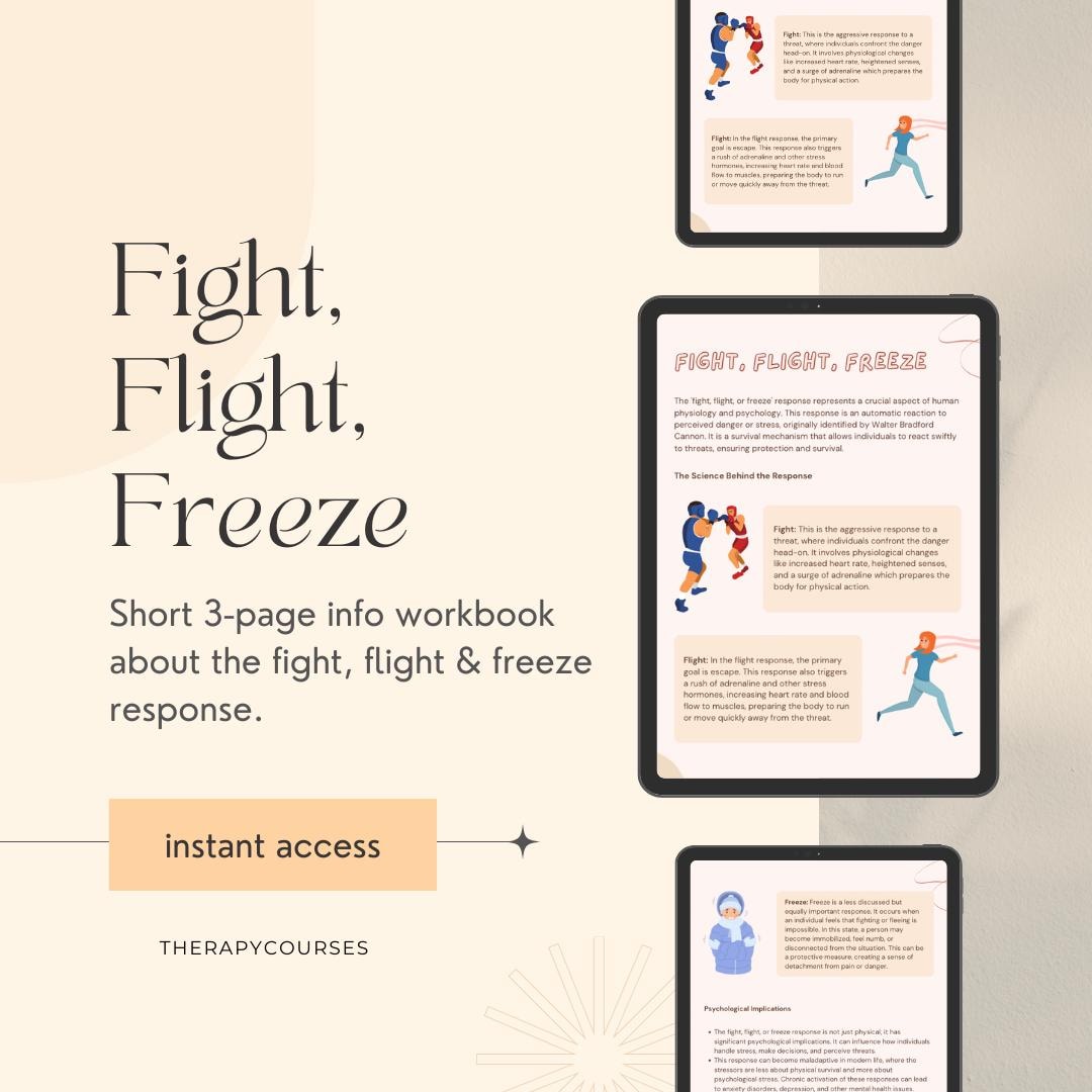 Fight, Flight, Freeze Worksheet: Anxiety Coping Response, Handout ...