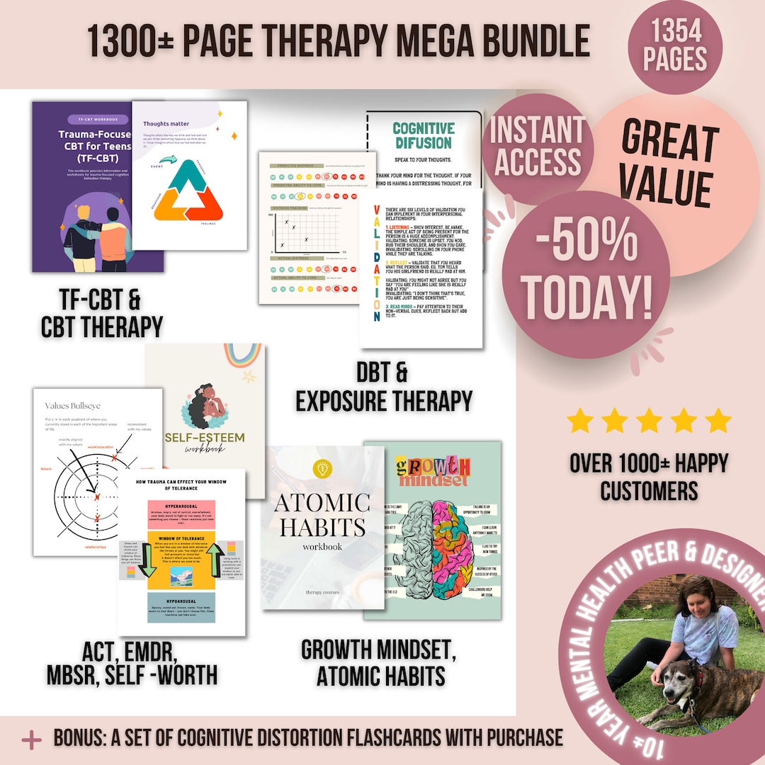 Therapy Worksheets Bundle 1300 Pages Therapy Workbook Mega Bundle ...
