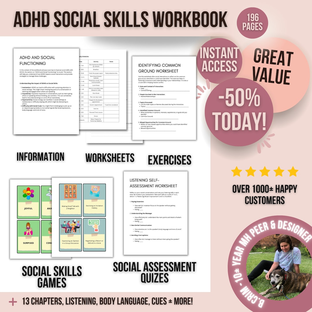 190 ADHD Skills Worksheets for SOCIAL SKILLS Communication Friendship ...