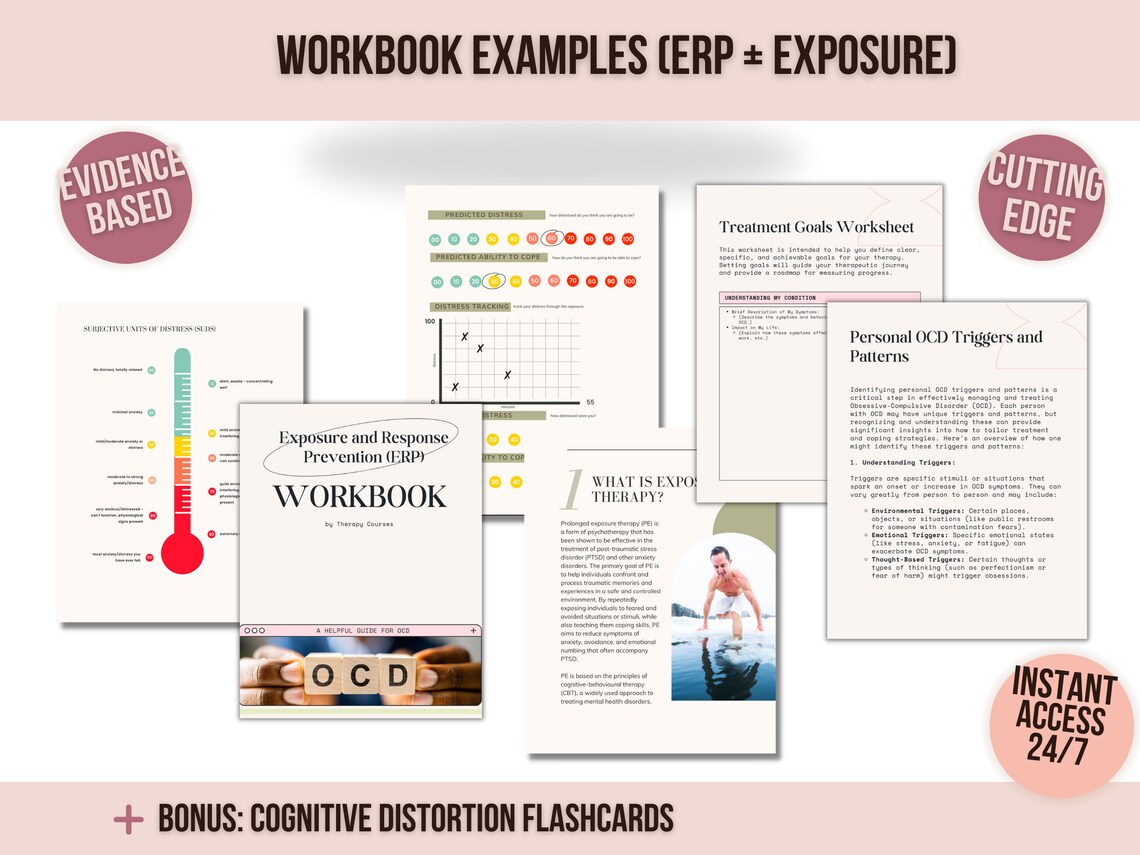 OCD Worksheets Bundle Anxiety Workbook for OCD, Exposure Therapy, ERP ...