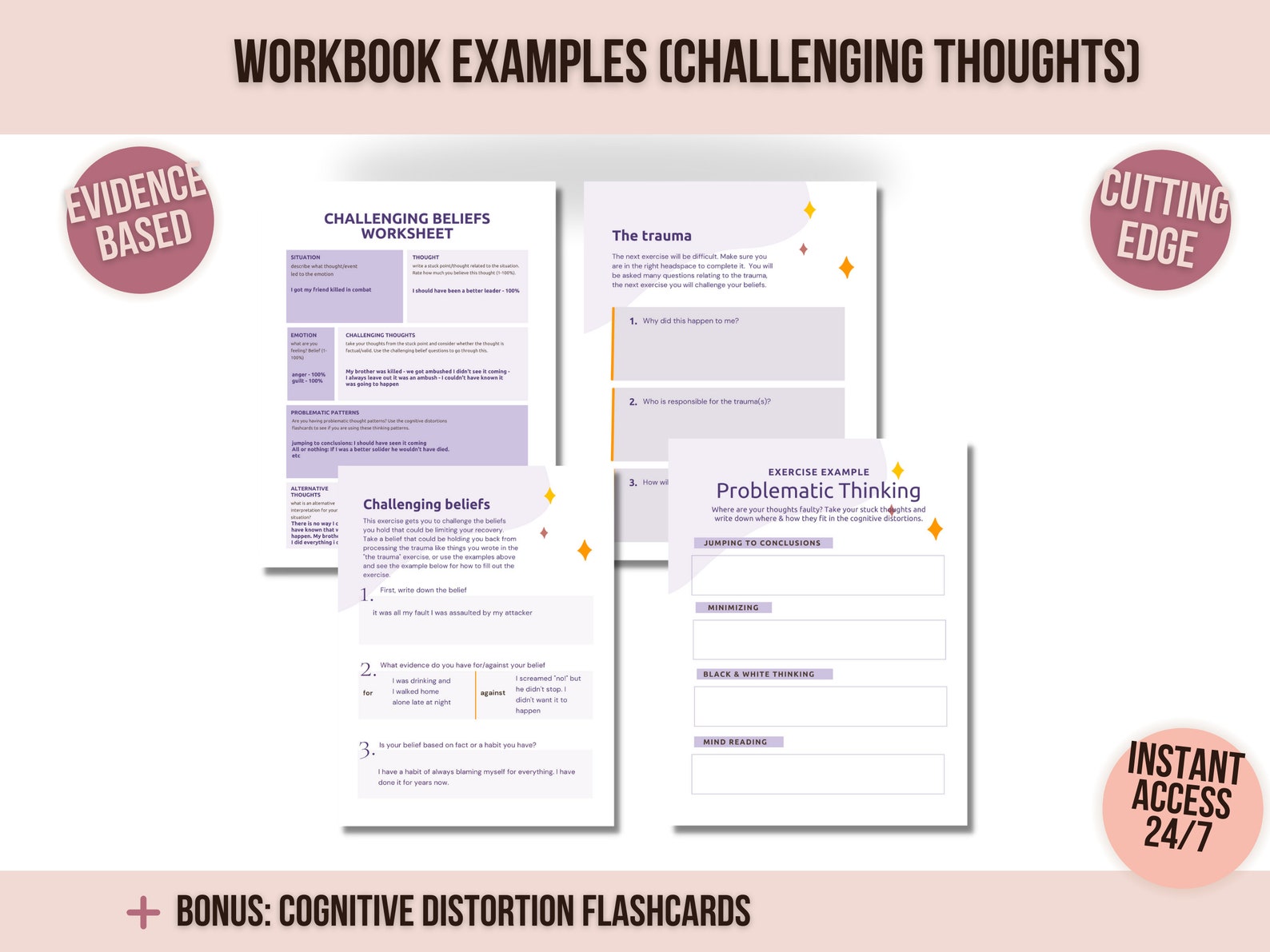 TF-CBT Workbook for Adults: Trauma & PTSD Worksheets (digital Download ...