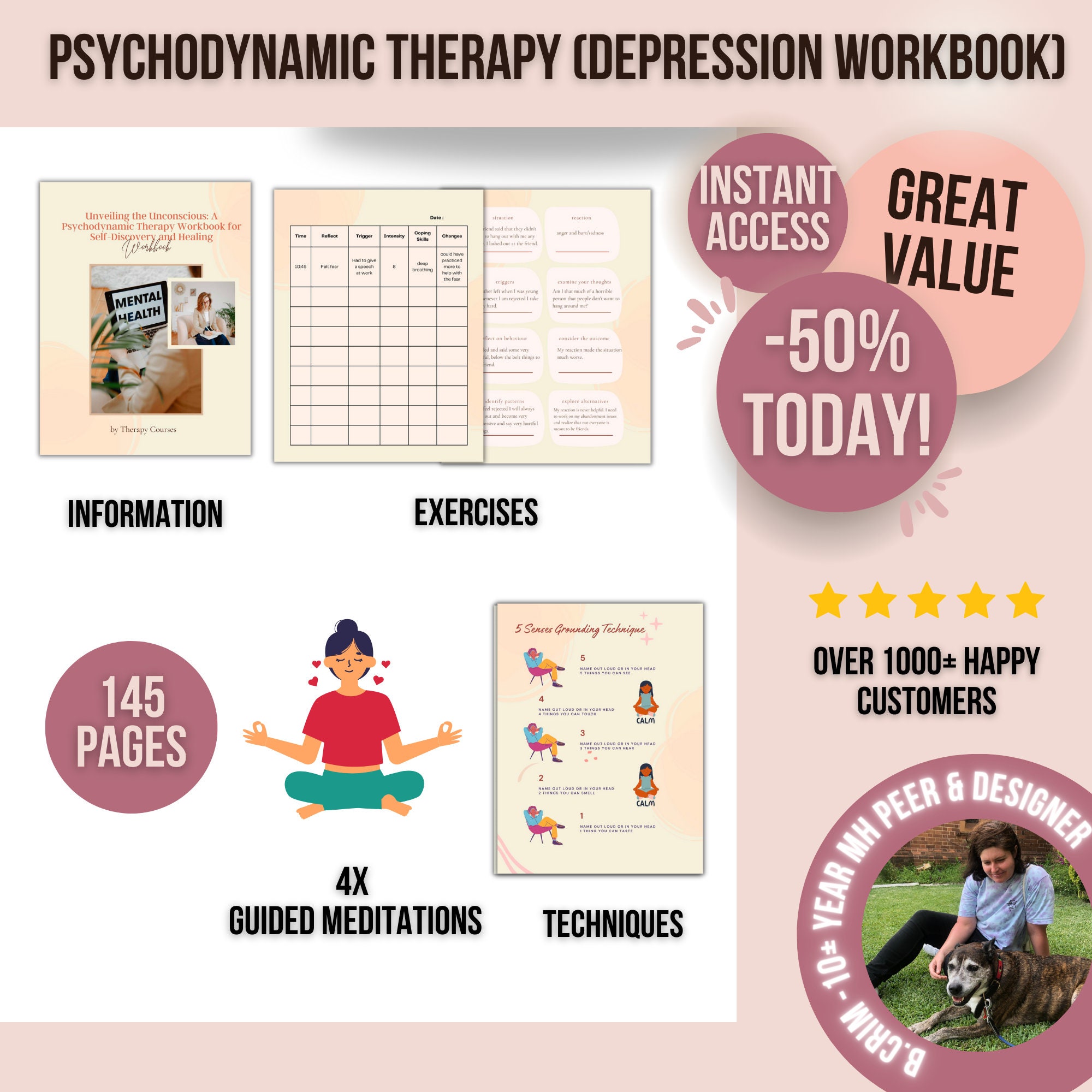 Psychodynamic Therapy Worksheets Techniques PDF Depression Workbook ...