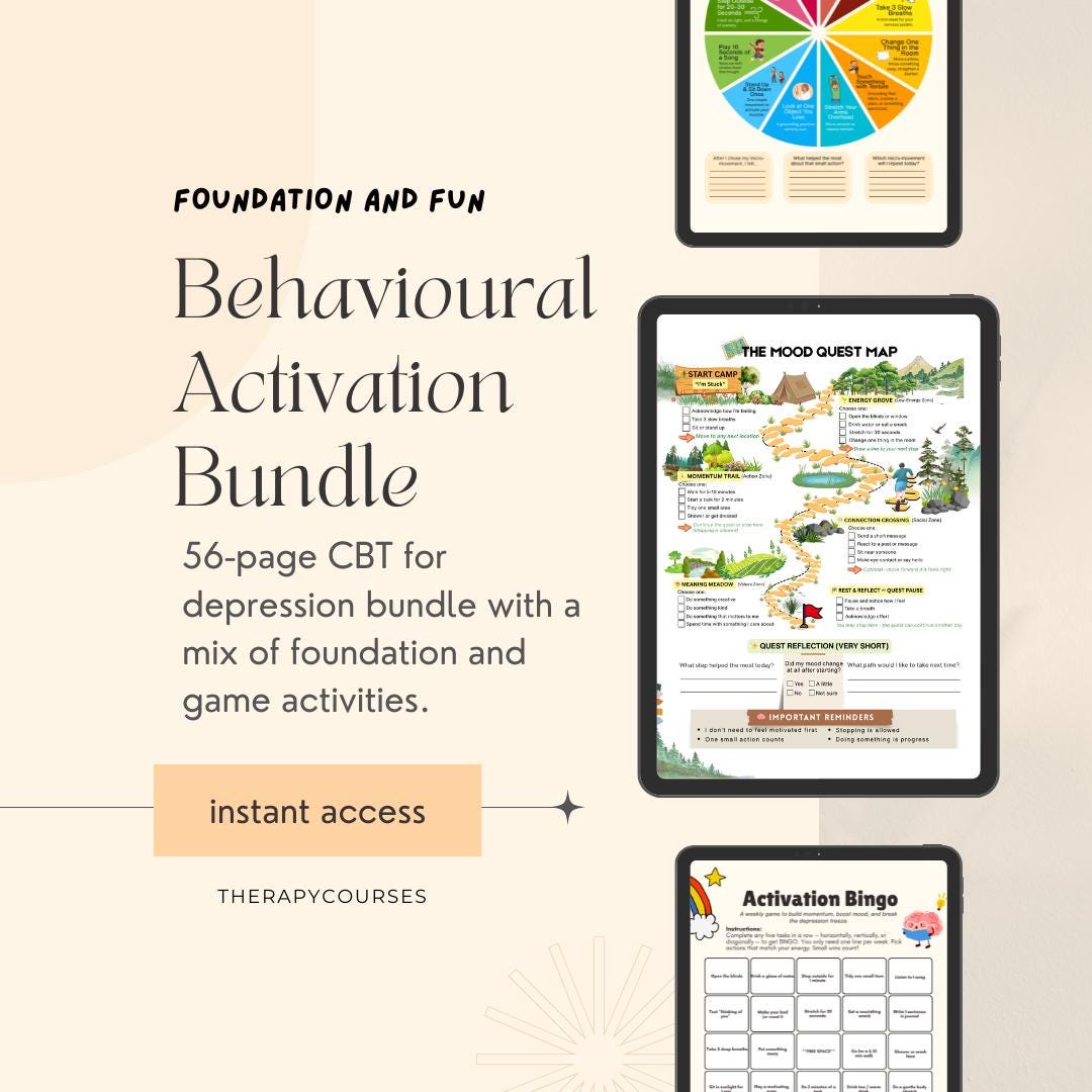 Behavioral Activation Worksheet Bundle - CBT for Depression, Adults ...