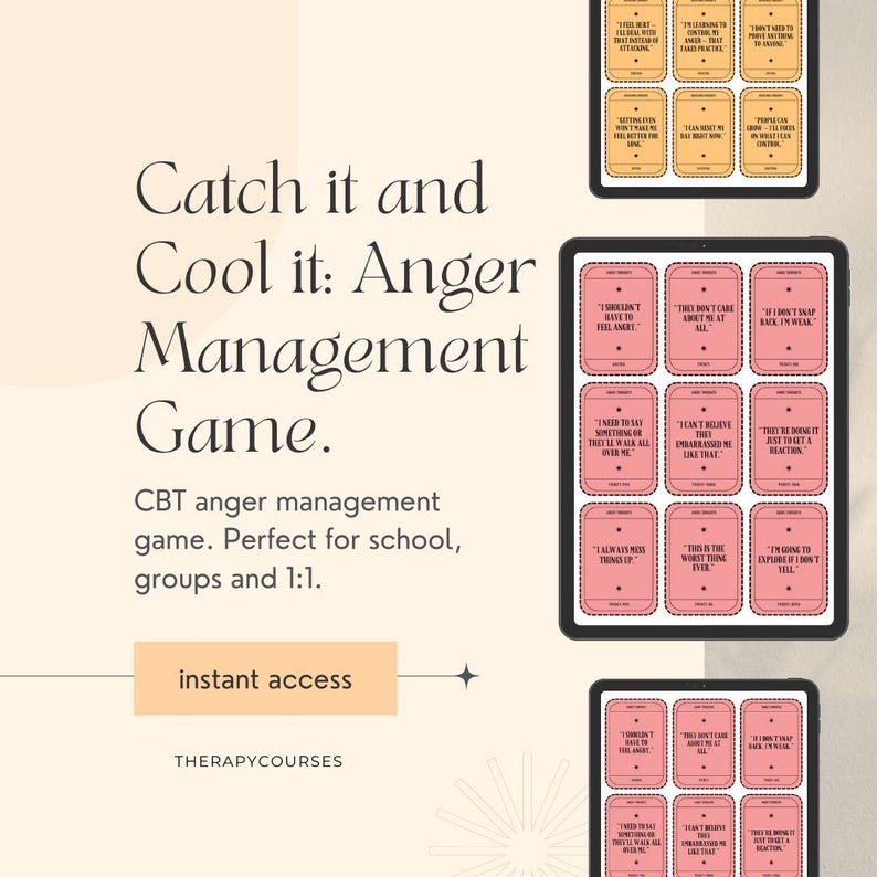 Catch It and Cool It Therapy Game: Anger Management Therapy Tool (1 to ...