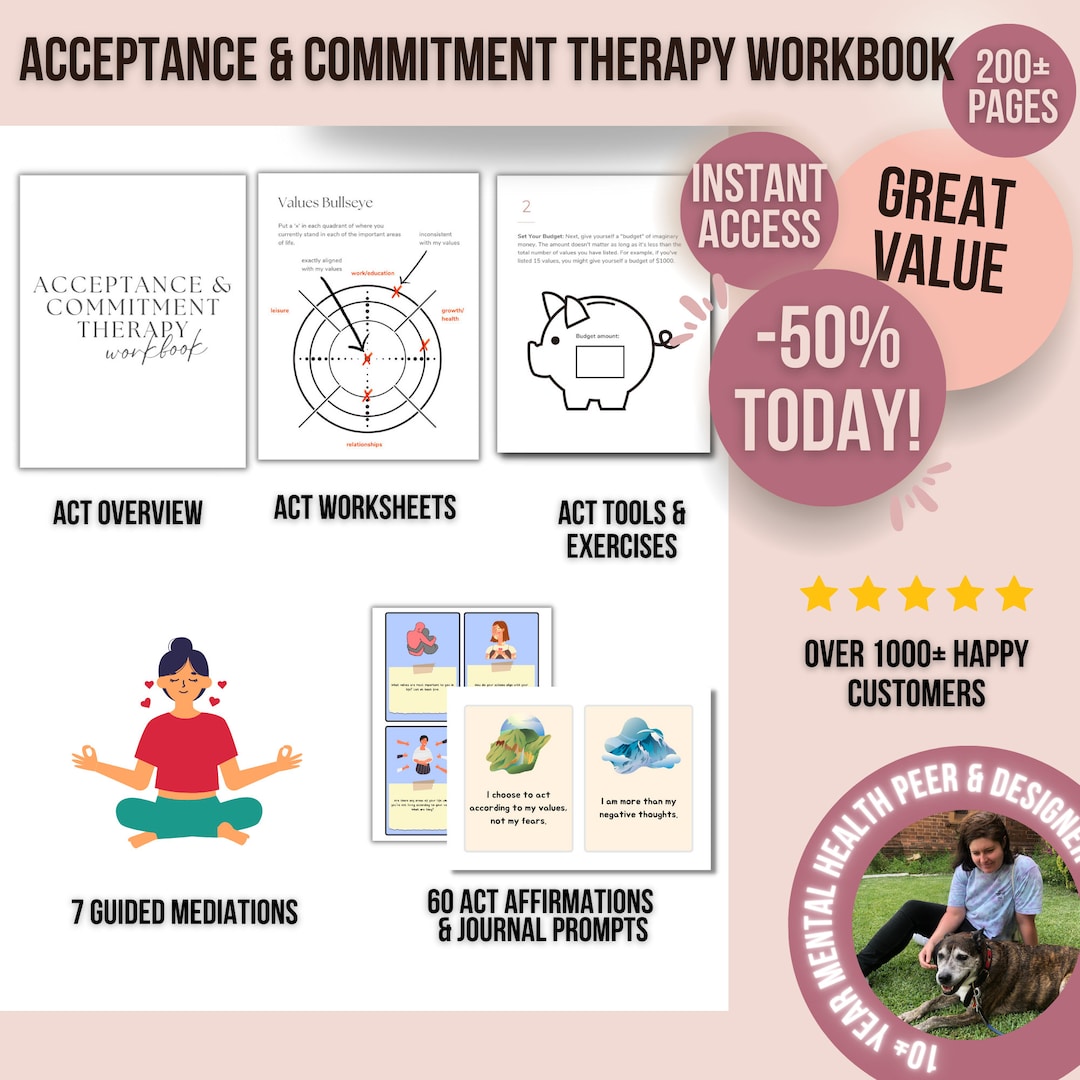 Acceptance & Commitment Therapy ACT Therapy Worksheets Exercises Pdf, ACT Mediations, ACT ...