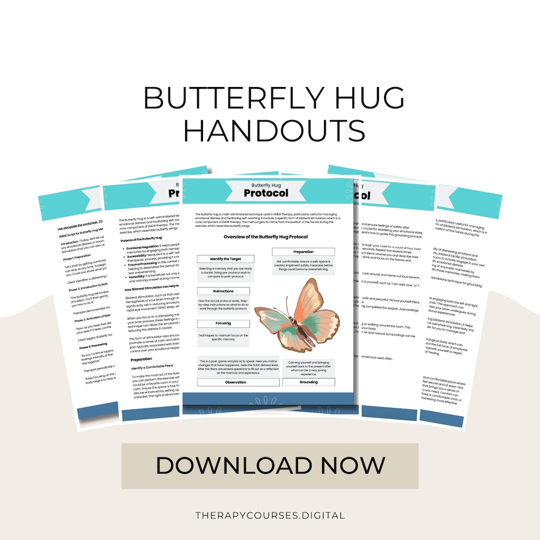 Butterfly Hug Handout, EMDR Worksheet, Butterfly Hug Script, Butterfly ...