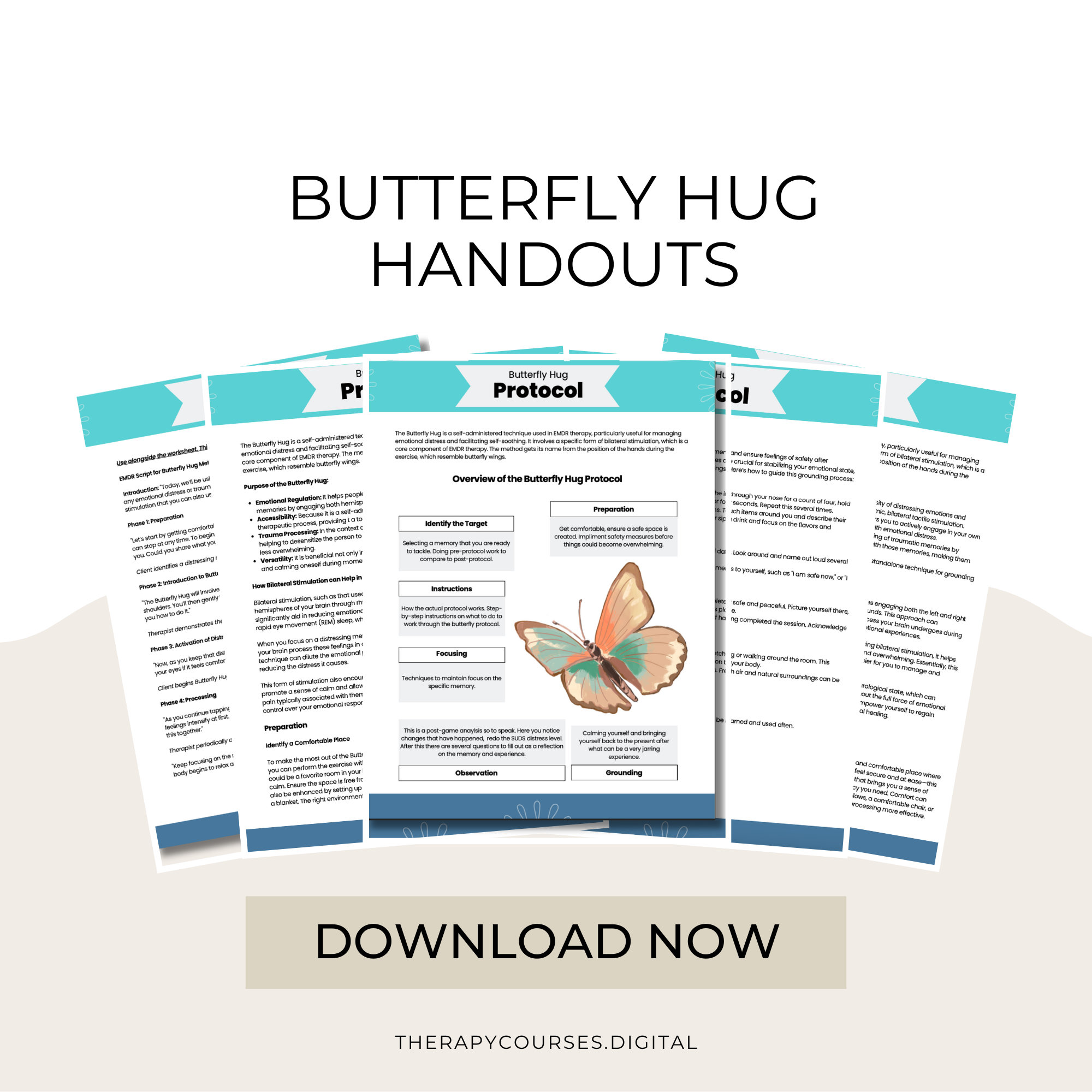 Butterfly Hug Handout, EMDR Worksheet, Butterfly Hug Script, Butterfly ...