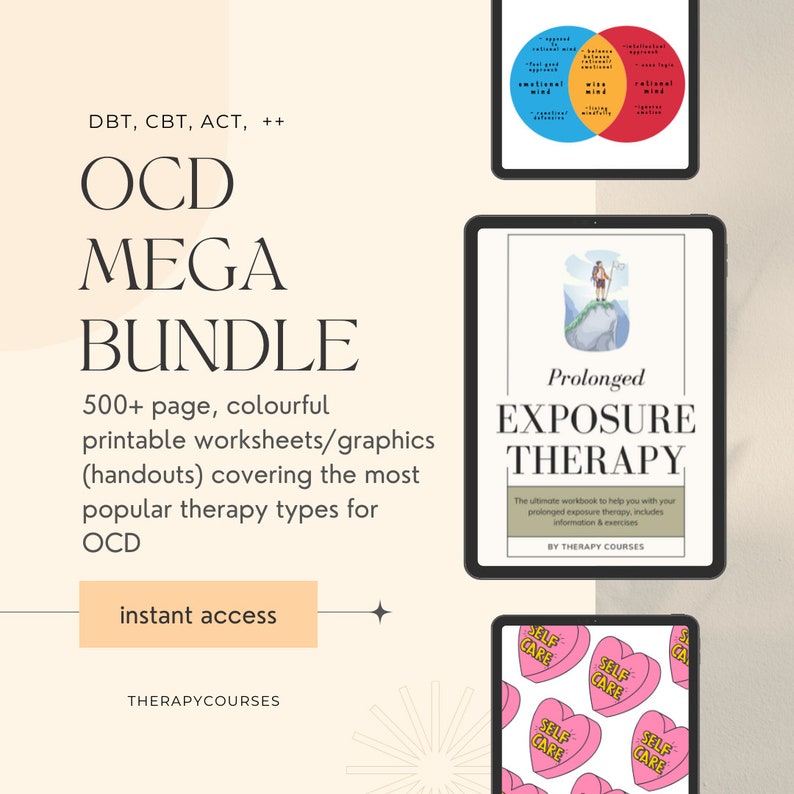 OCD Worksheets Bundle - Anxiety Workbook for OCD, Ocd Workbook Exposure ...