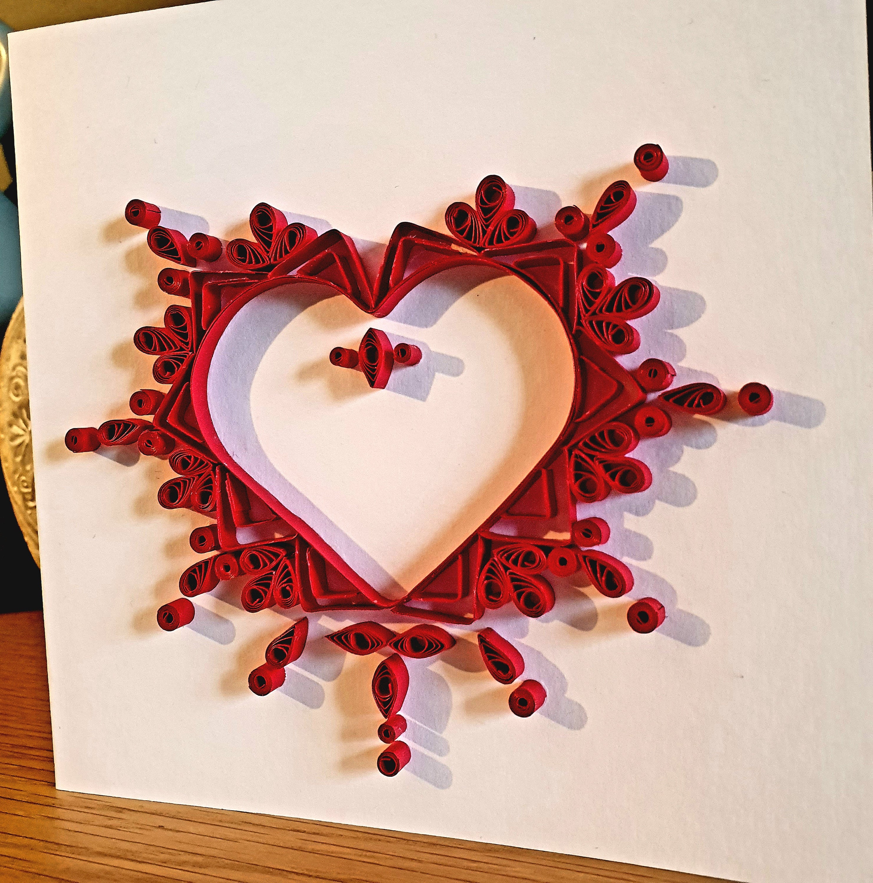 Red Heart Quilled Lace Pattern Card, Handmade Valentine's Day Card, I ...