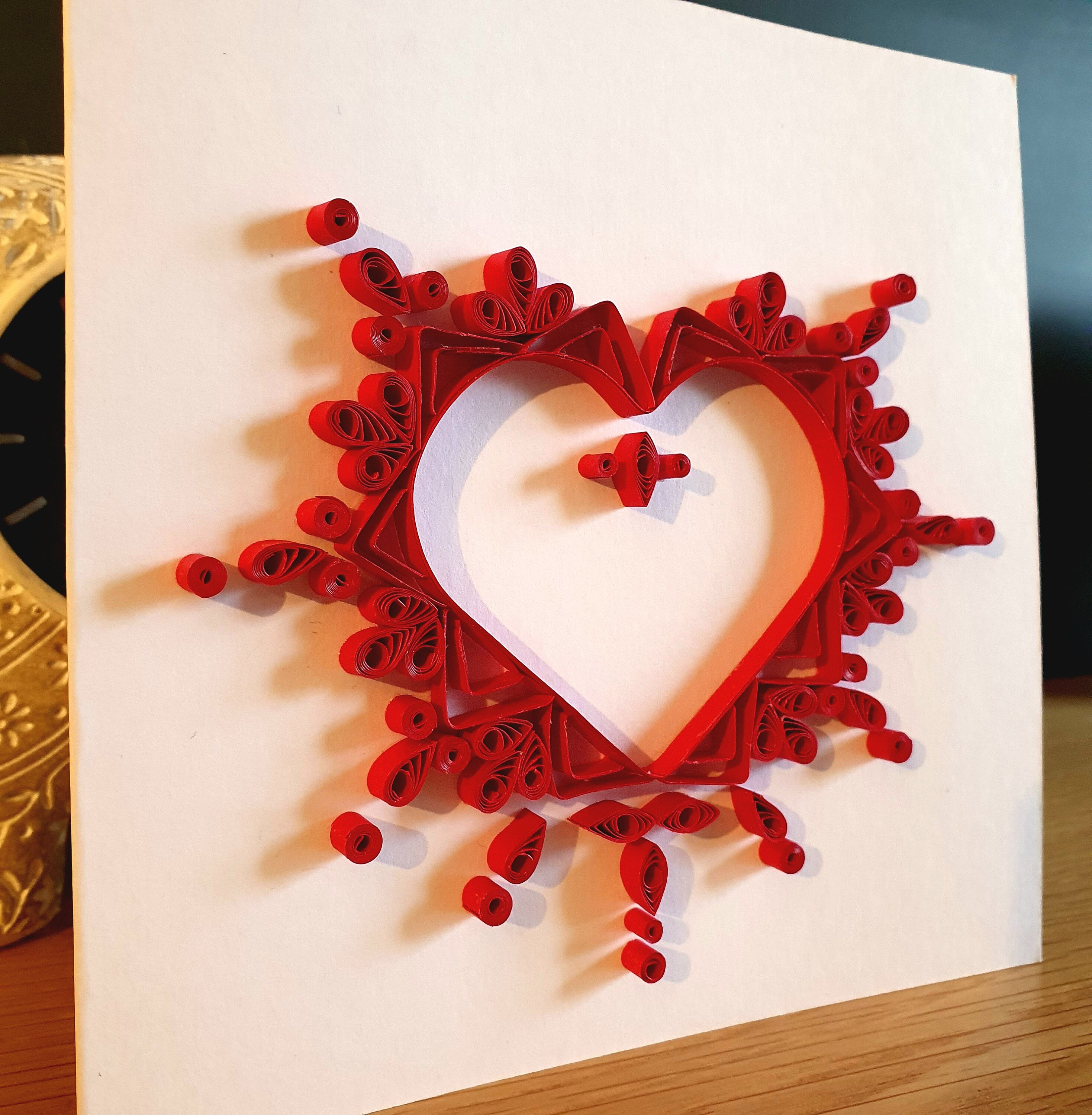 Red Heart Quilled Lace Pattern Card, Handmade Valentine's Day Card, I ...