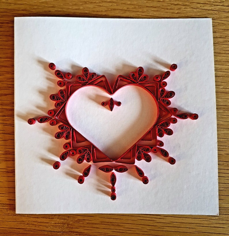 Red Heart Quilled Lace Pattern Card, Handmade Valentine's Day Card, I ...