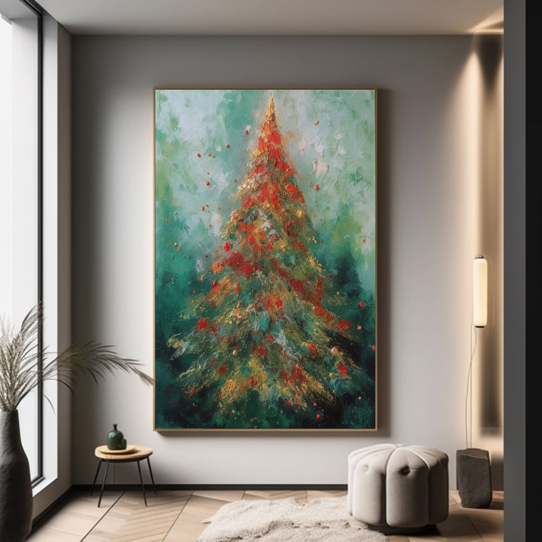 Original Christmas Tree Painting on Canvas ,christmas Tree Art, 3D ...
