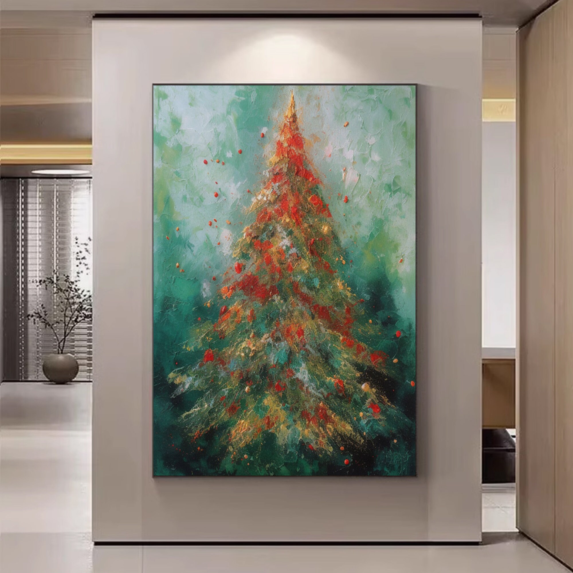 Original Christmas Tree Painting on Canvas ,christmas Tree Art, 3D ...