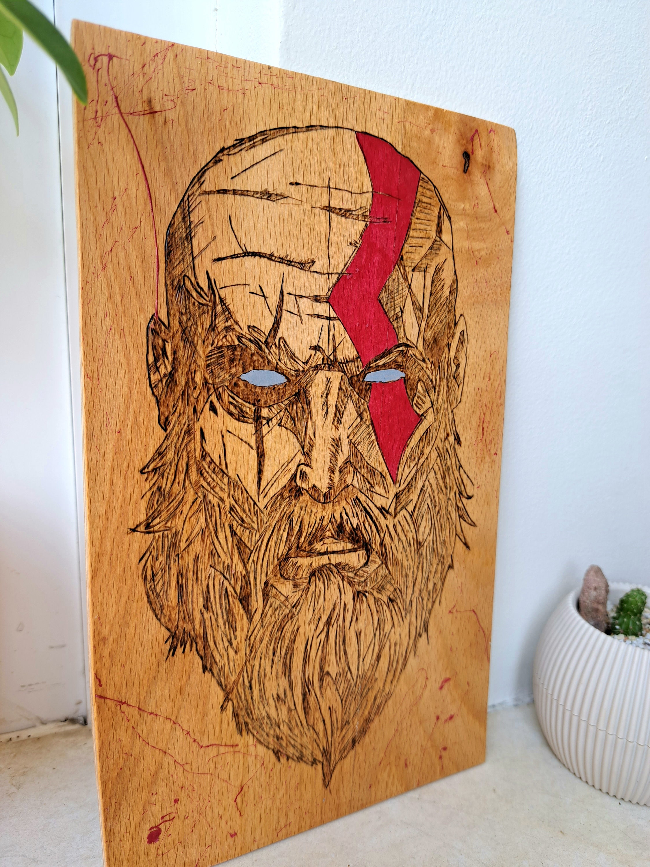 God of War Pyrography Wood Art - Etsy