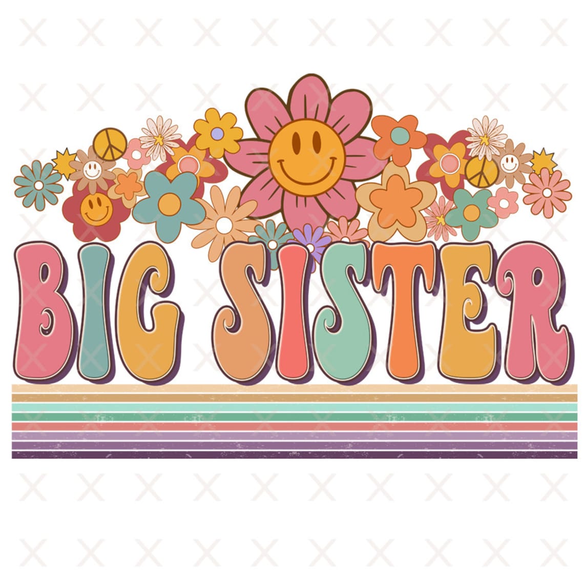 Groovy Big Sister Png, Retro Sister Sublimation Designs Downloads, Baby ...