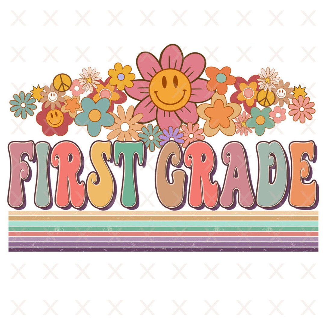 Groovy First Grade Png, Retro 1st Grade Teacher Sublimation Designs ...