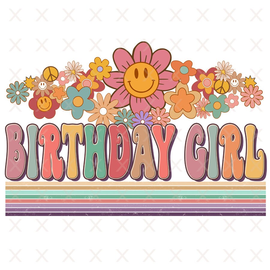 Groovy Birthday Girl Png, Retro Toddler Girl Floral Sublimation Designs ...