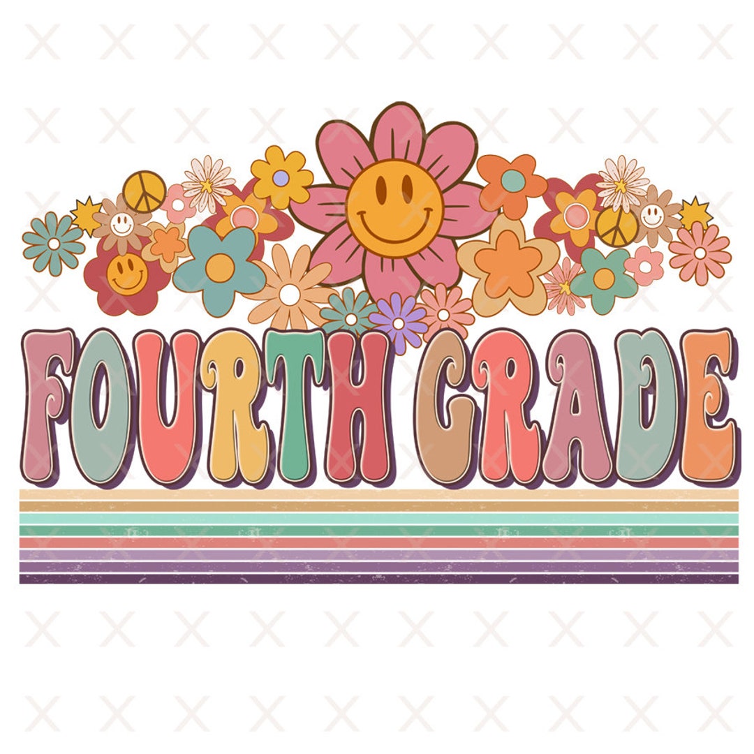 Groovy Fourth Grade Png, Retro 4th Grade Teacher Sublimation Designs ...
