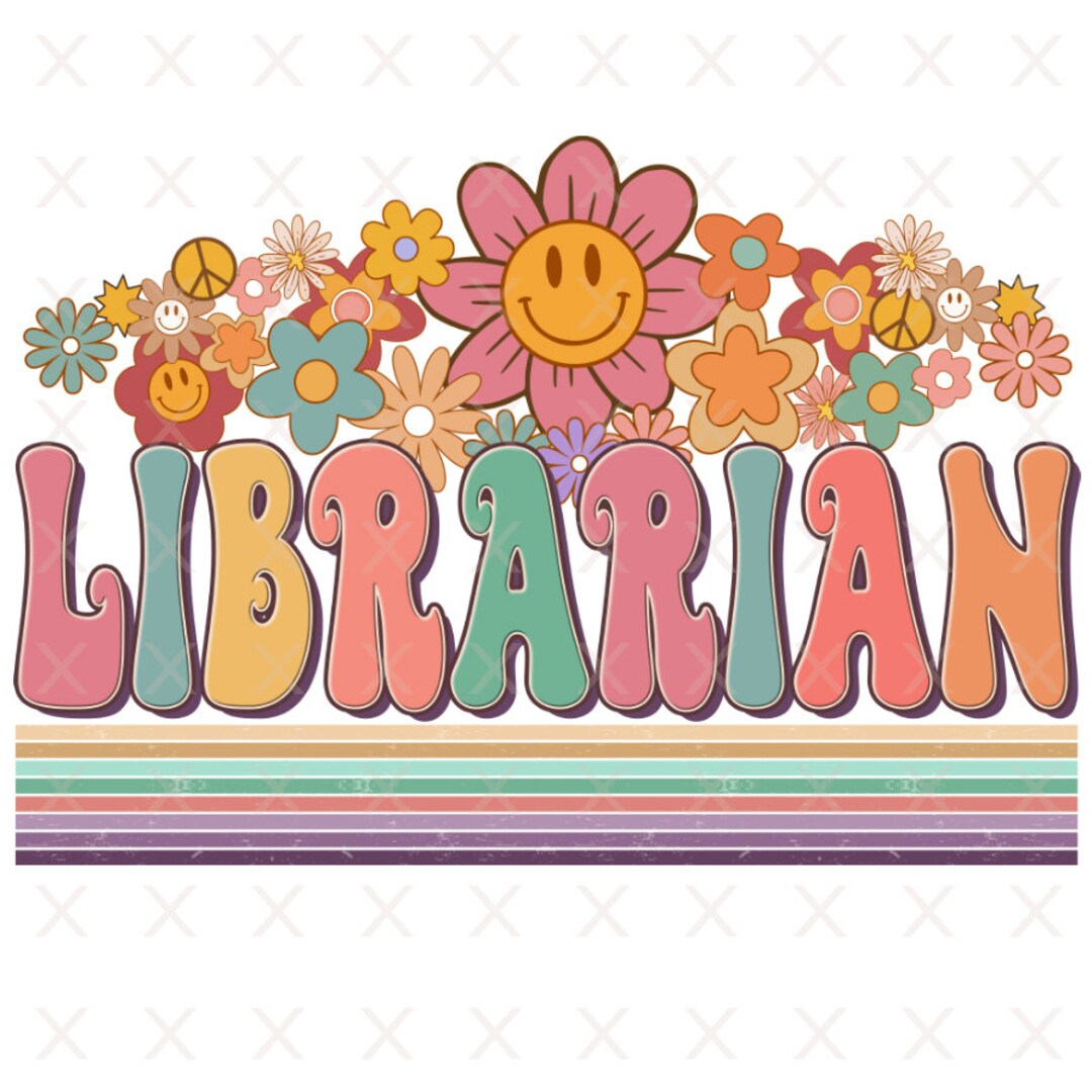 Groovy Librarian Png, Retro Librarian Sublimation Designs Downloads ...