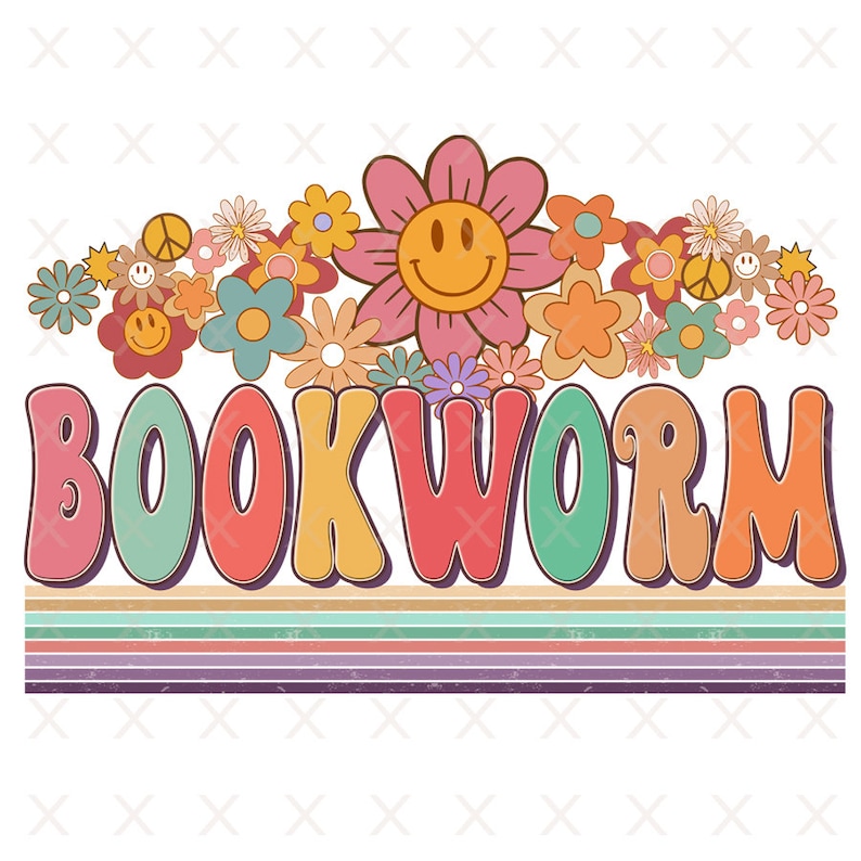Groovy Bookworm Png, Retro Teacher Sublimation Designs Downloads ...