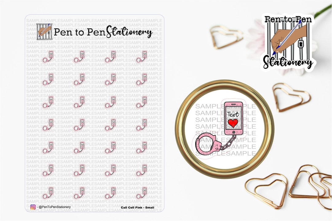Pink Cuffed Cell Text Prison Wife Phone Call Planner Sticker Family ...