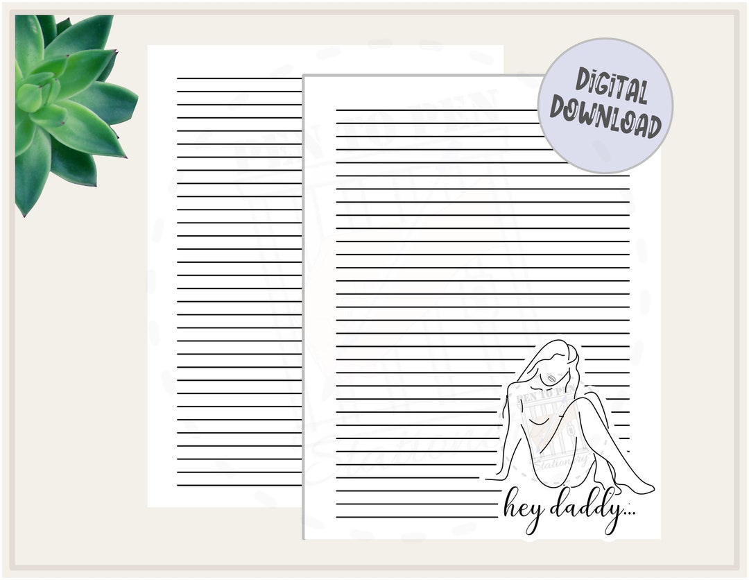 Hey Daddy... Printable Stationery Letter Writing Paper Instant Digital ...