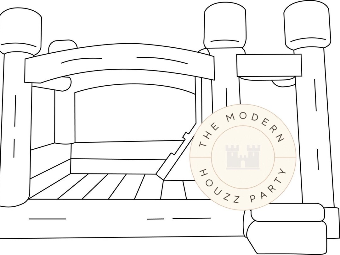 White Bounce House With Slide Drawing - Etsy