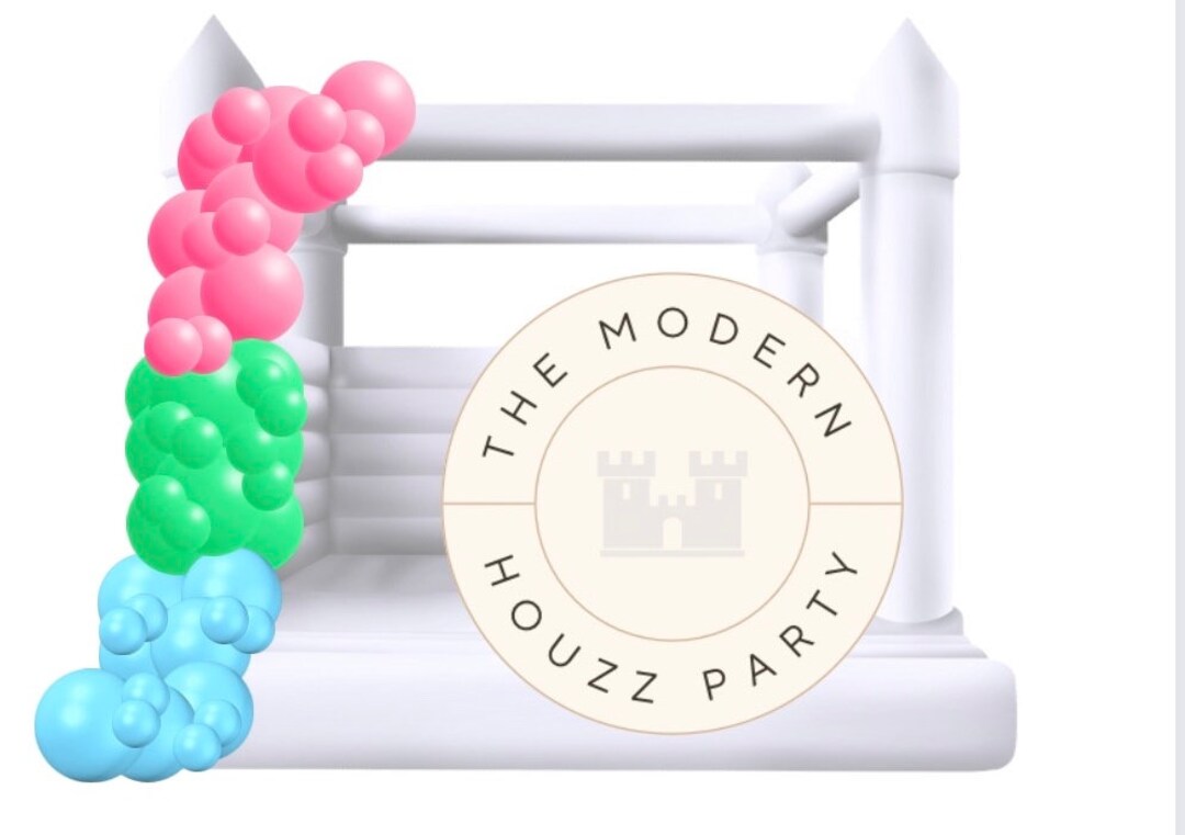 White Bounce House Digital Art Drawing With Balloons - Etsy