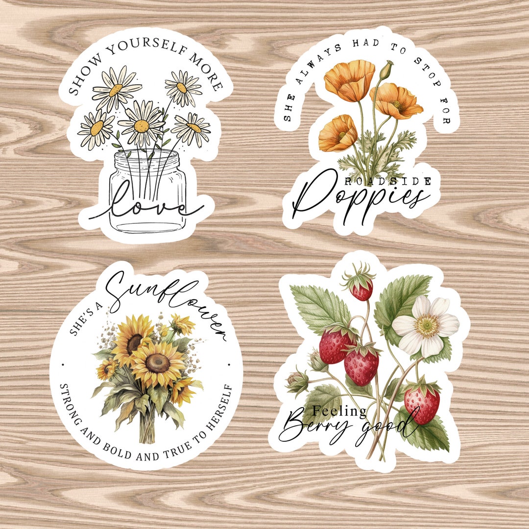 18 Sticker Sheet Flowers, Journal Stickers, Colorful Stickers, Planner ...