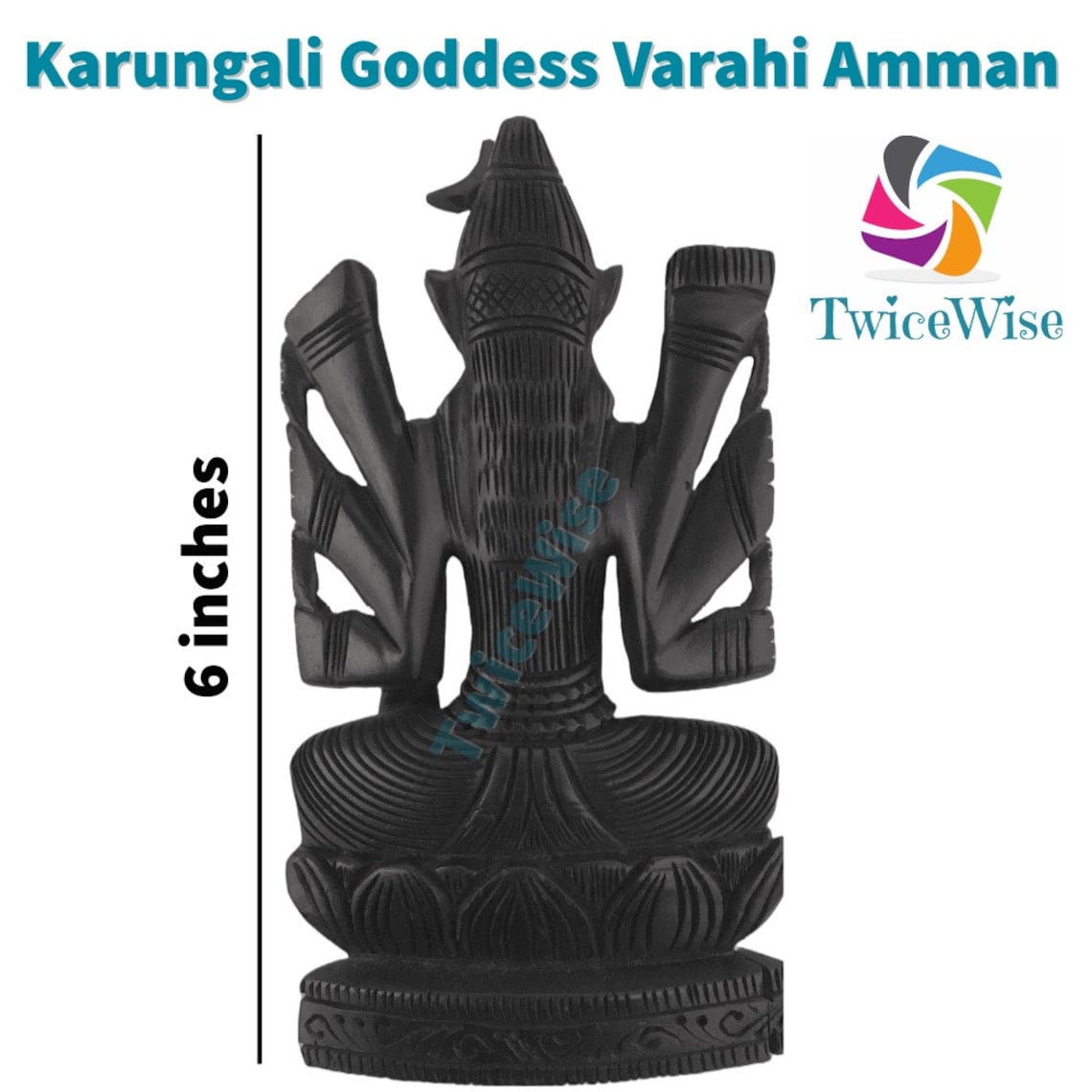 Karungali Varahi Amman Statue 6 Inch 100% Natural Made of Original ...