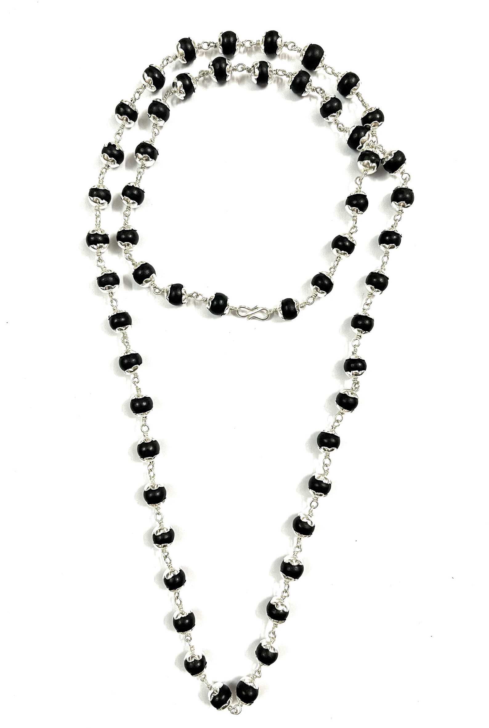 Certified 925 Silver Karungali Mala 8mm (54 Beads) Natural Karungali ...