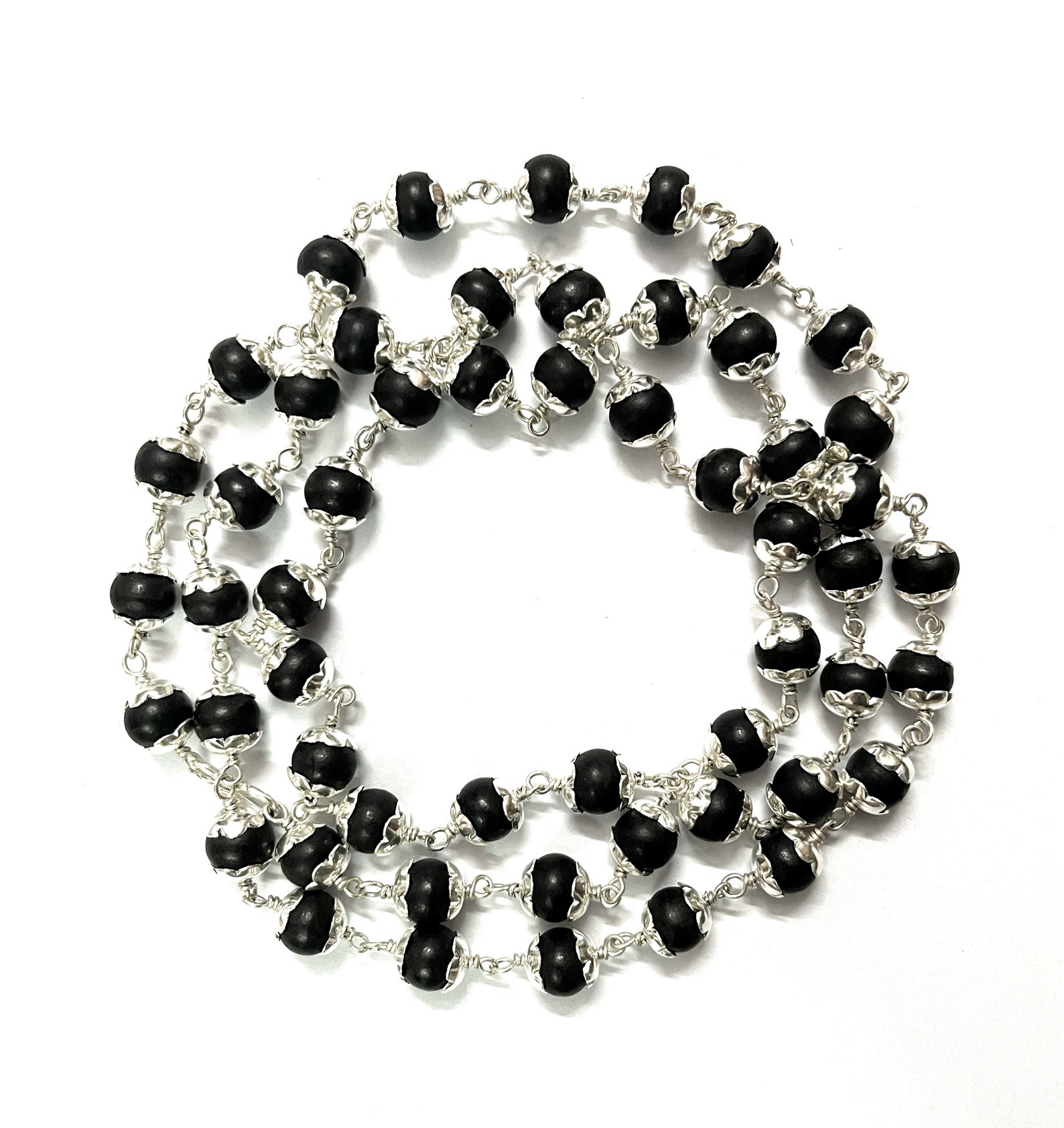 Certified 925 Silver Karungali Mala 8mm (54 Beads) Natural Karungali ...