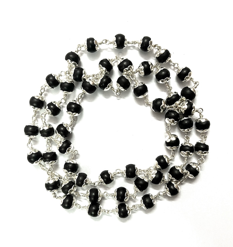 Certified Karungali Mala Silver 8mm (54 Beads) 925 Pure Silver ...