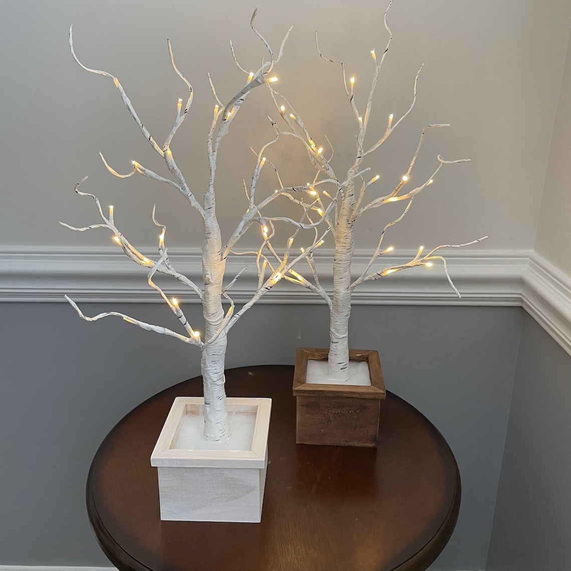 Lighted 2FT Birch Tree With Handmade Wood Base - Etsy