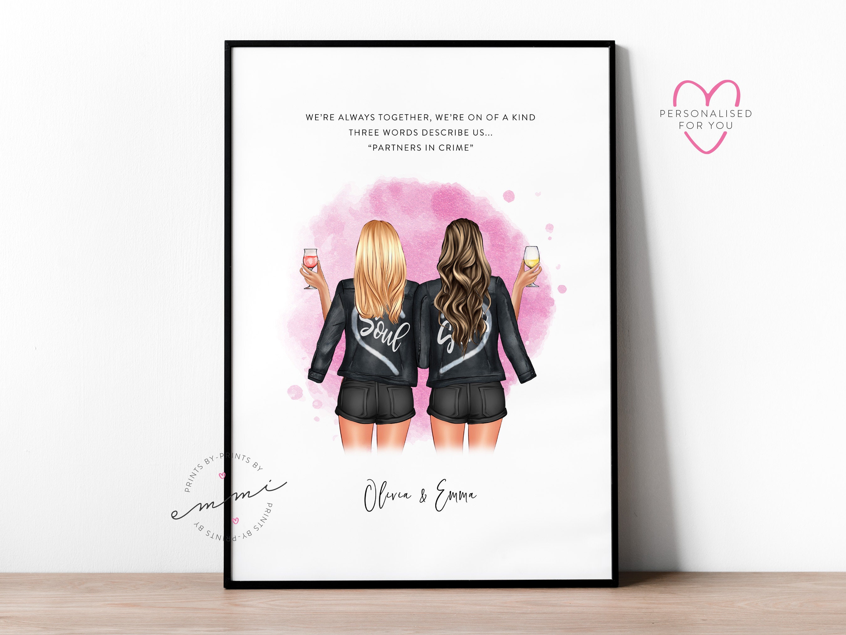 Individuell bestickter bester Freund Print Bestie Geschenk - Etsy.de
