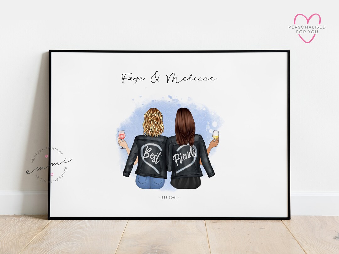 Individuell bestickter bester Freund Print, Bestie Geschenk, Geburtstag ...