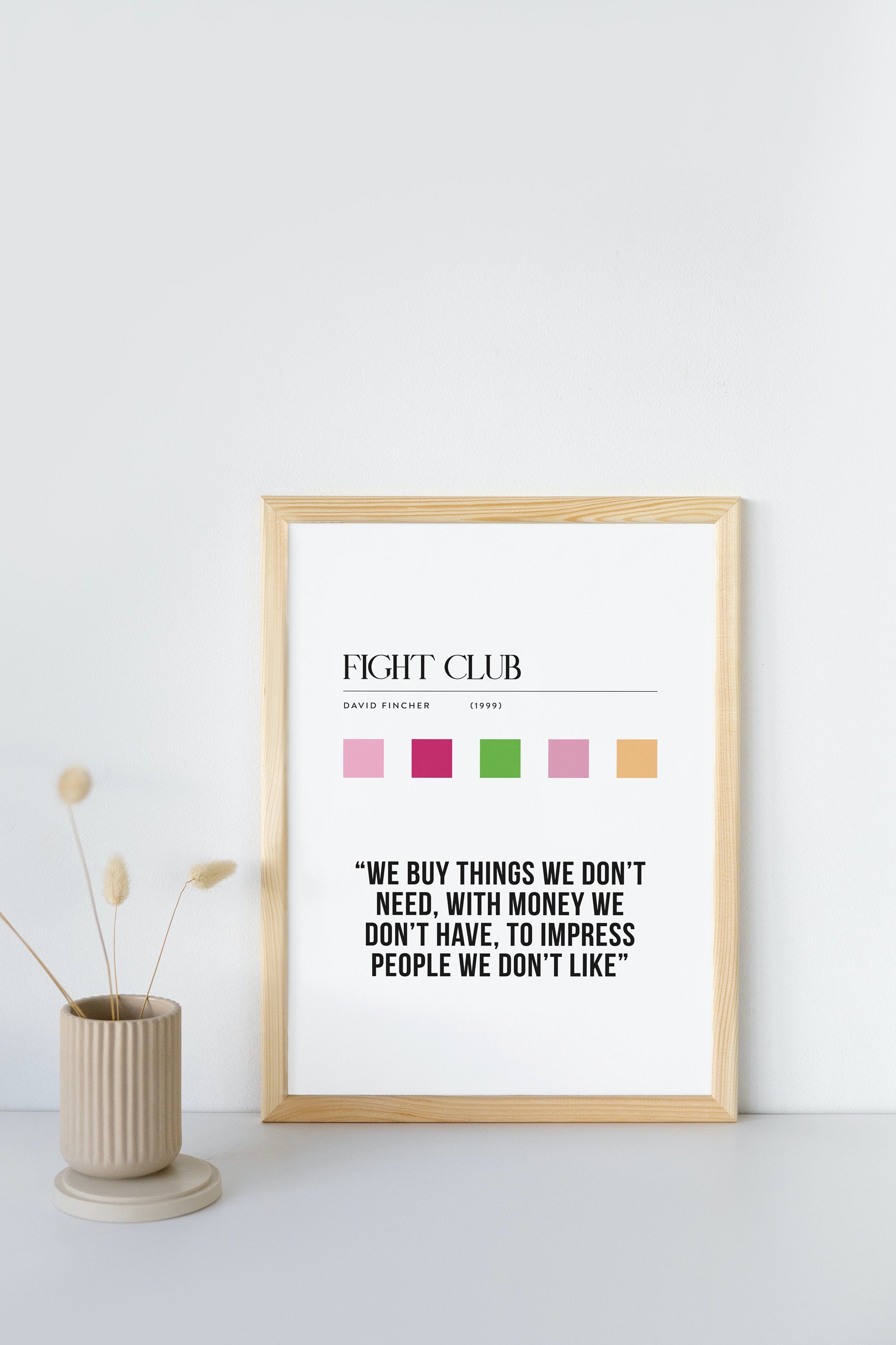 Fight Club Movie Quote Print Minimalist Wall Art, Film Wall Art, Colour ...