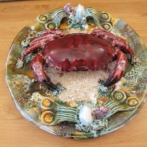 Large Vintage Majolica Crab Plate 29cm - Etsy