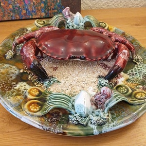 Large Vintage Majolica Crab Plate 29cm - Etsy